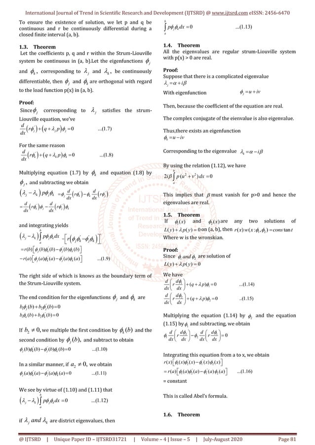 Strum Liouville Problems In Eigenvalues And Eigenfunctions Pdf Physics Science