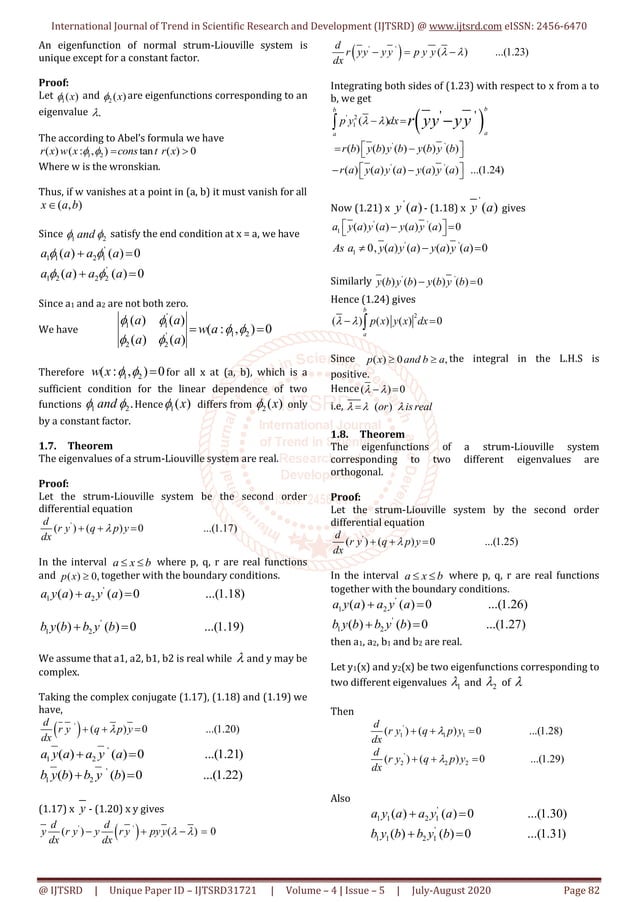 Strum Liouville Problems In Eigenvalues And Eigenfunctions Pdf Physics Science
