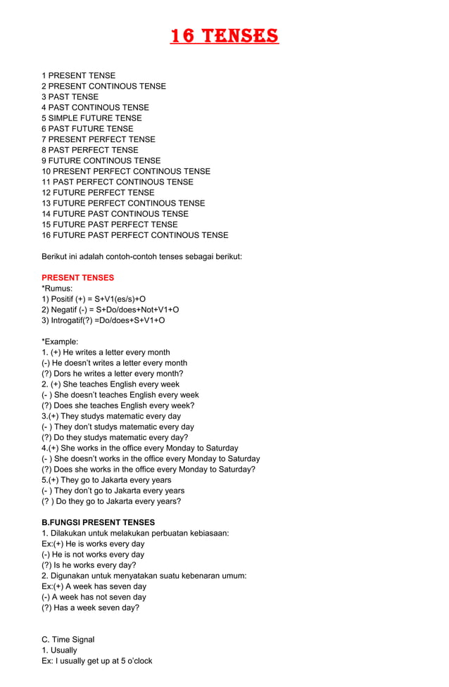 16 tenses | PDF
