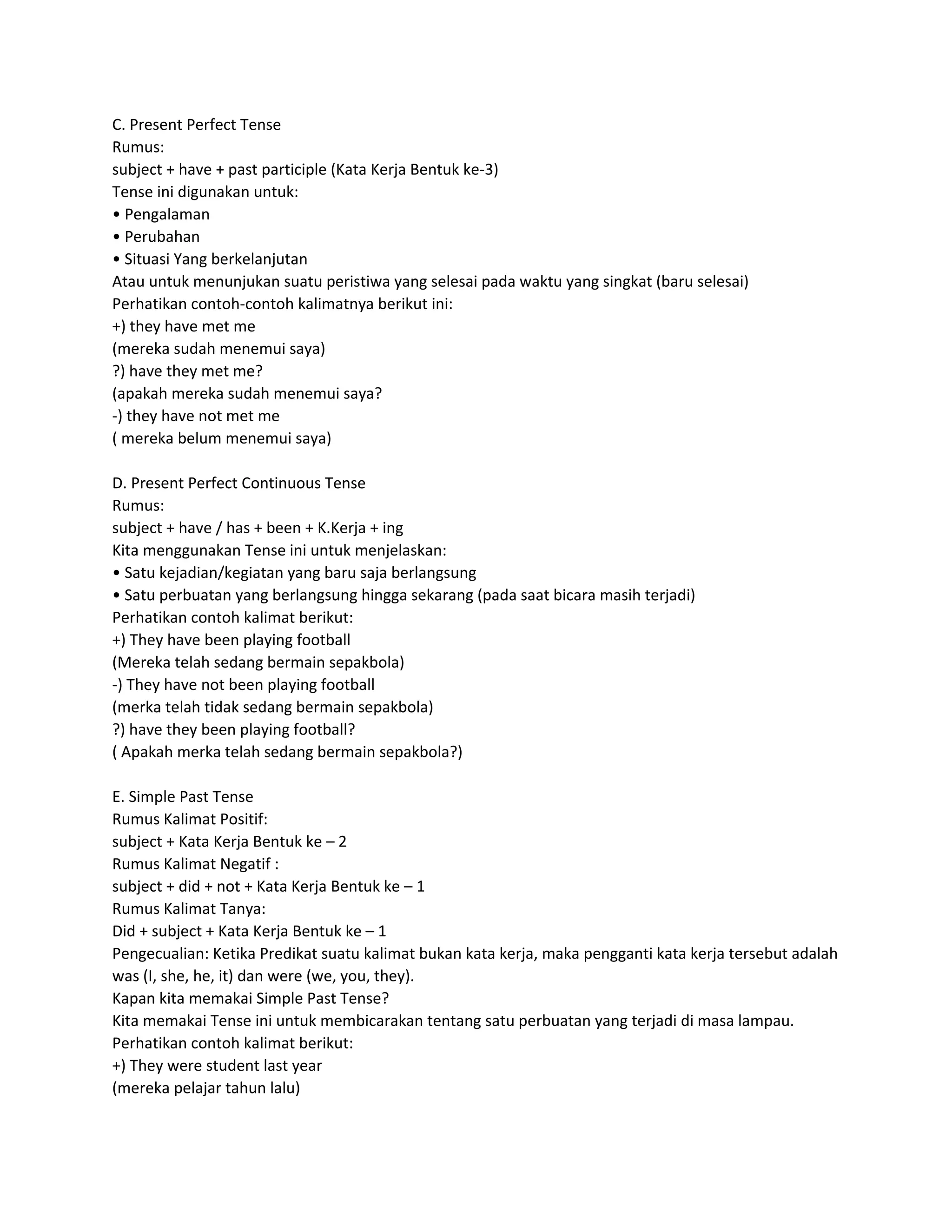 16 tenses dan rumusnya | PDF
