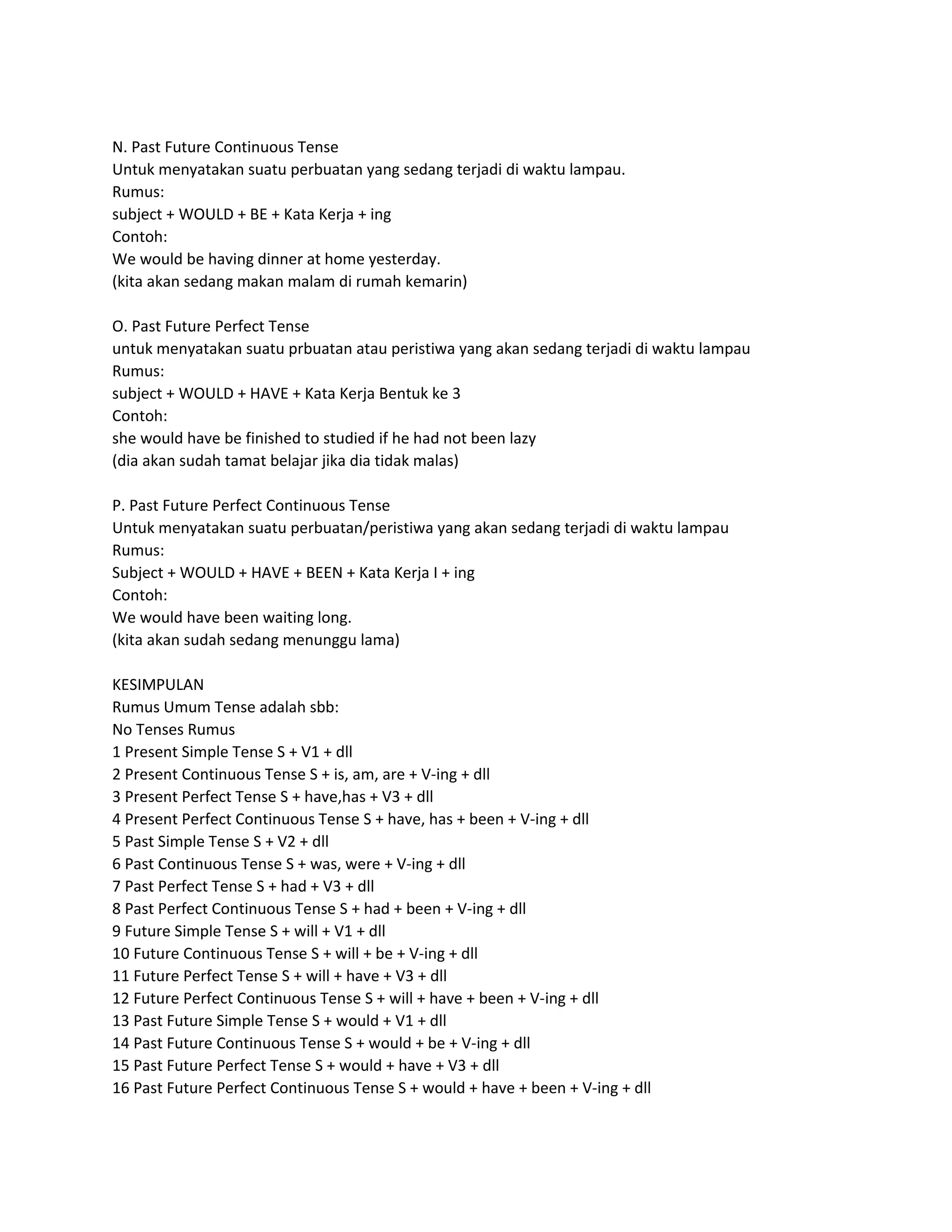 16 tenses dan rumusnya | PDF
