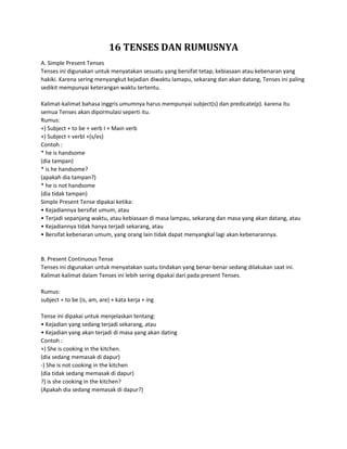 16 tenses dan rumusnya | DOC