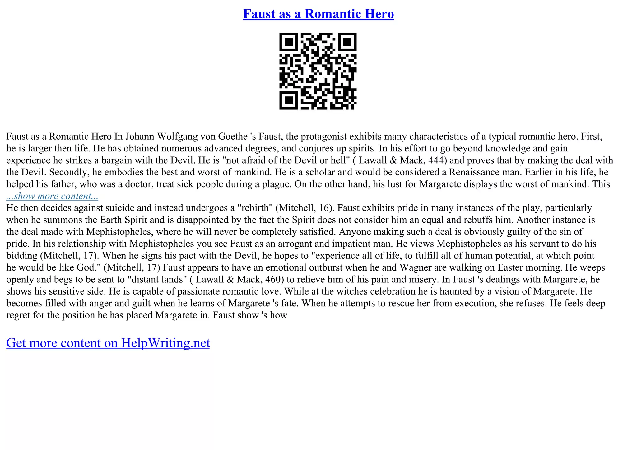 16Th Century Goethe’S Faust Essay | PDF