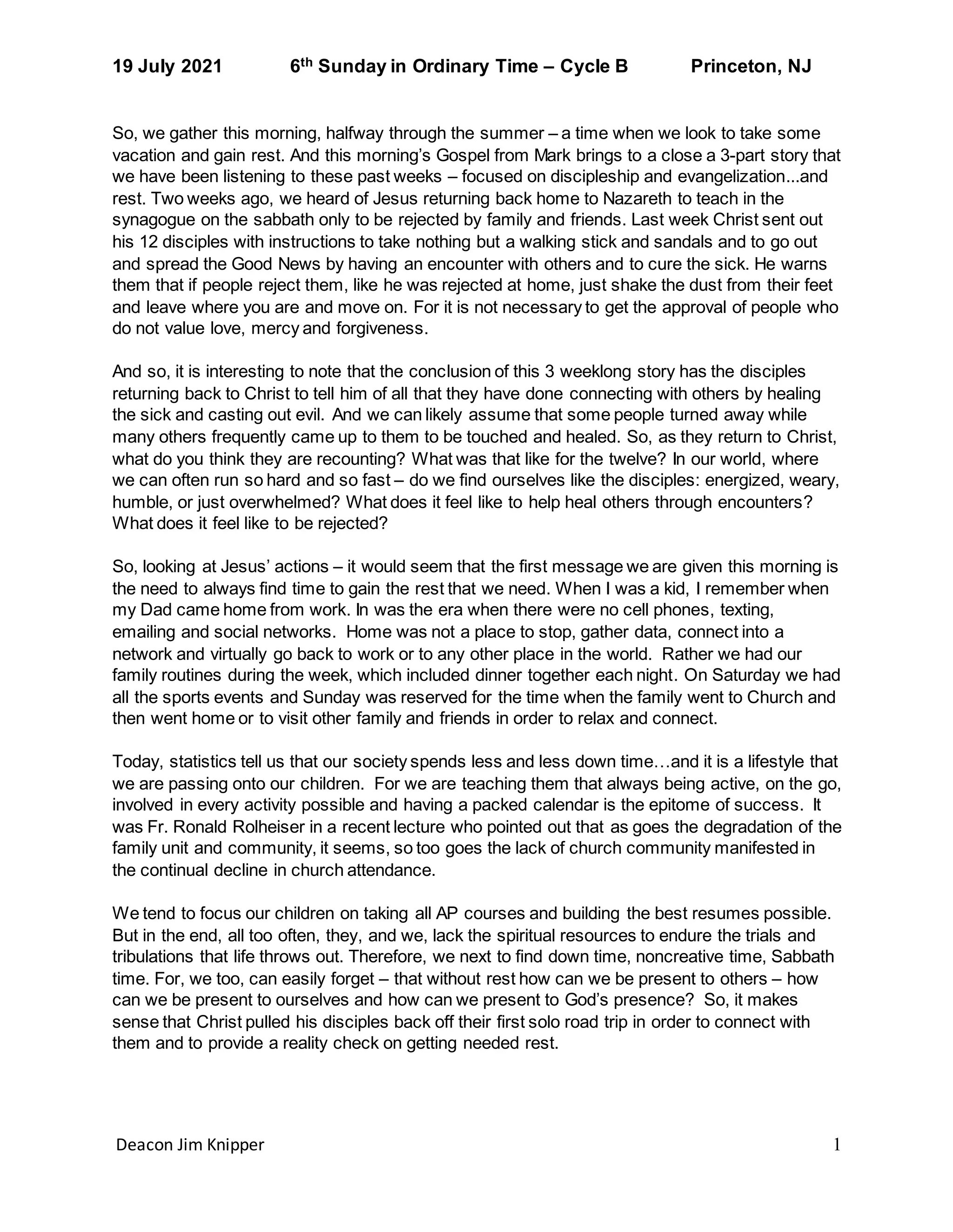 Homily: 16th Sunday in Ordinary Time | DOCX