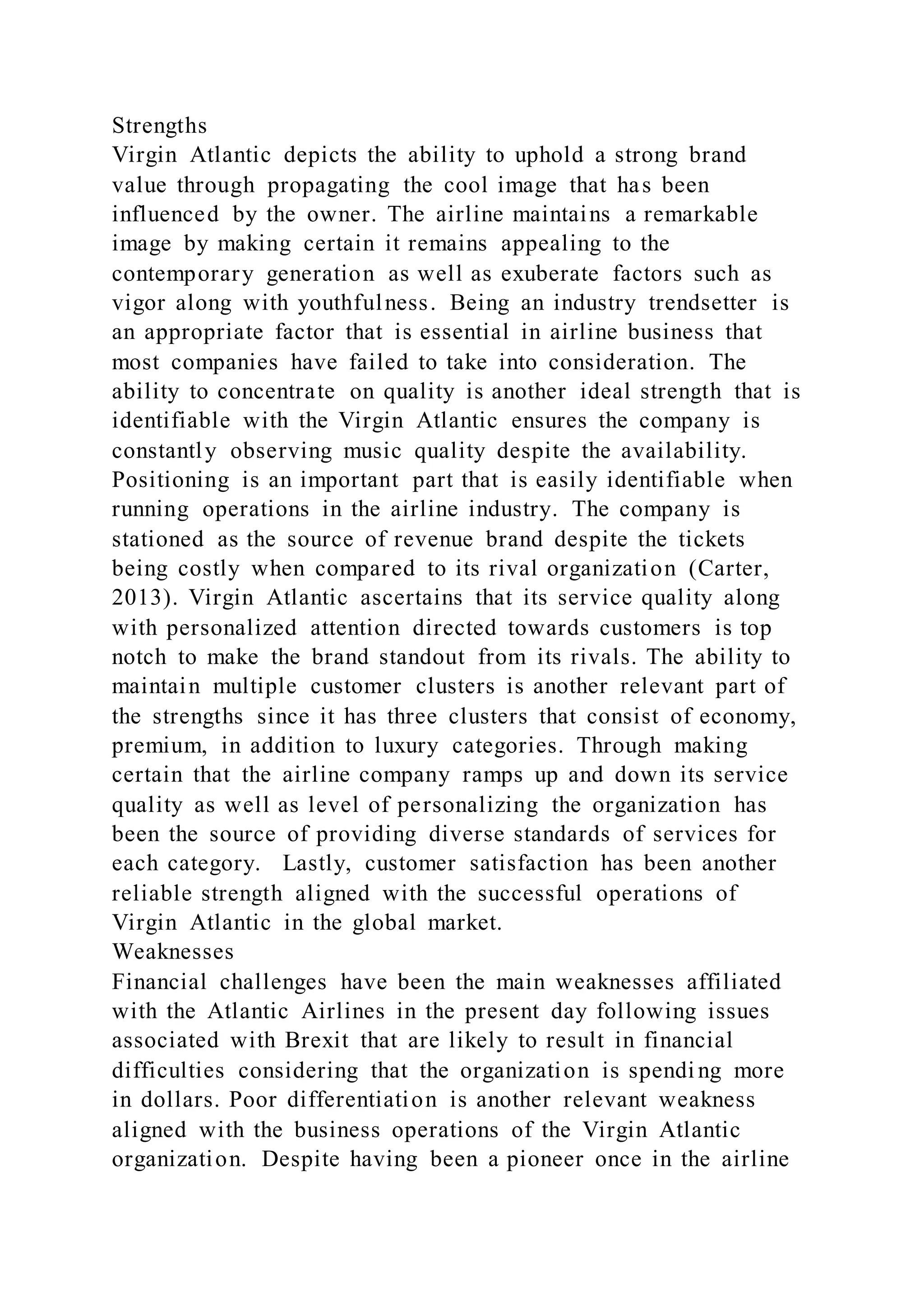 16Virgin Atlantic SWOT AnalysisIntrodu | DOCX