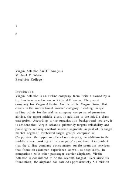 16Virgin Atlantic SWOT AnalysisMichael D. | PDF