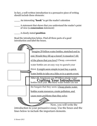 Writing an Introduction: Persuasive Essay | DOC