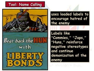 Name Calling Propaganda Ww1