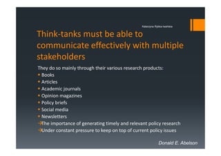 The role of think-tanks in foreign policy strategy and public diplomacy ...