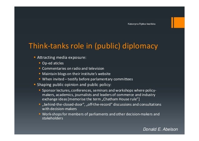 The role of think-tanks in foreign policy strategy and public diploma…