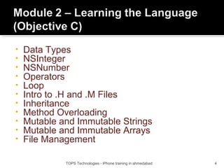iPhone Training Syllabus - Course | PPT