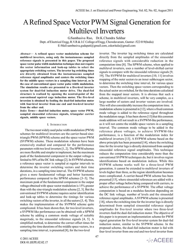 A Refined Space Vector PWM Signal Generation for Multilevel Inverters | PDF | Web Development ...