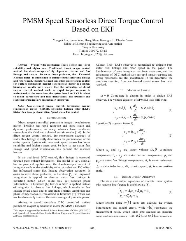 17 Pmsm Speed Sensor Less Direct Torque Control Based On Ekf