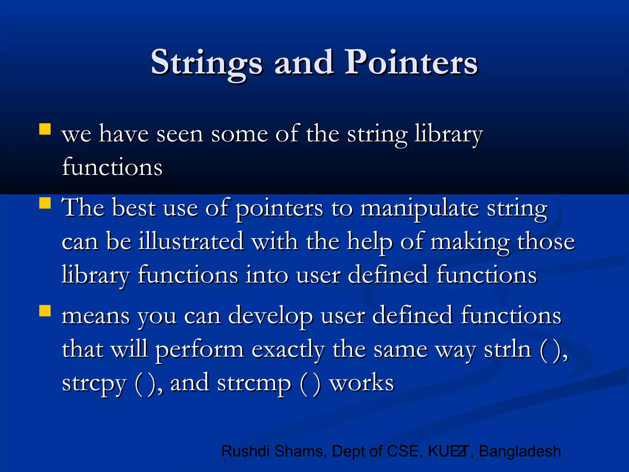 Lec 17. String and Pointers | PPT