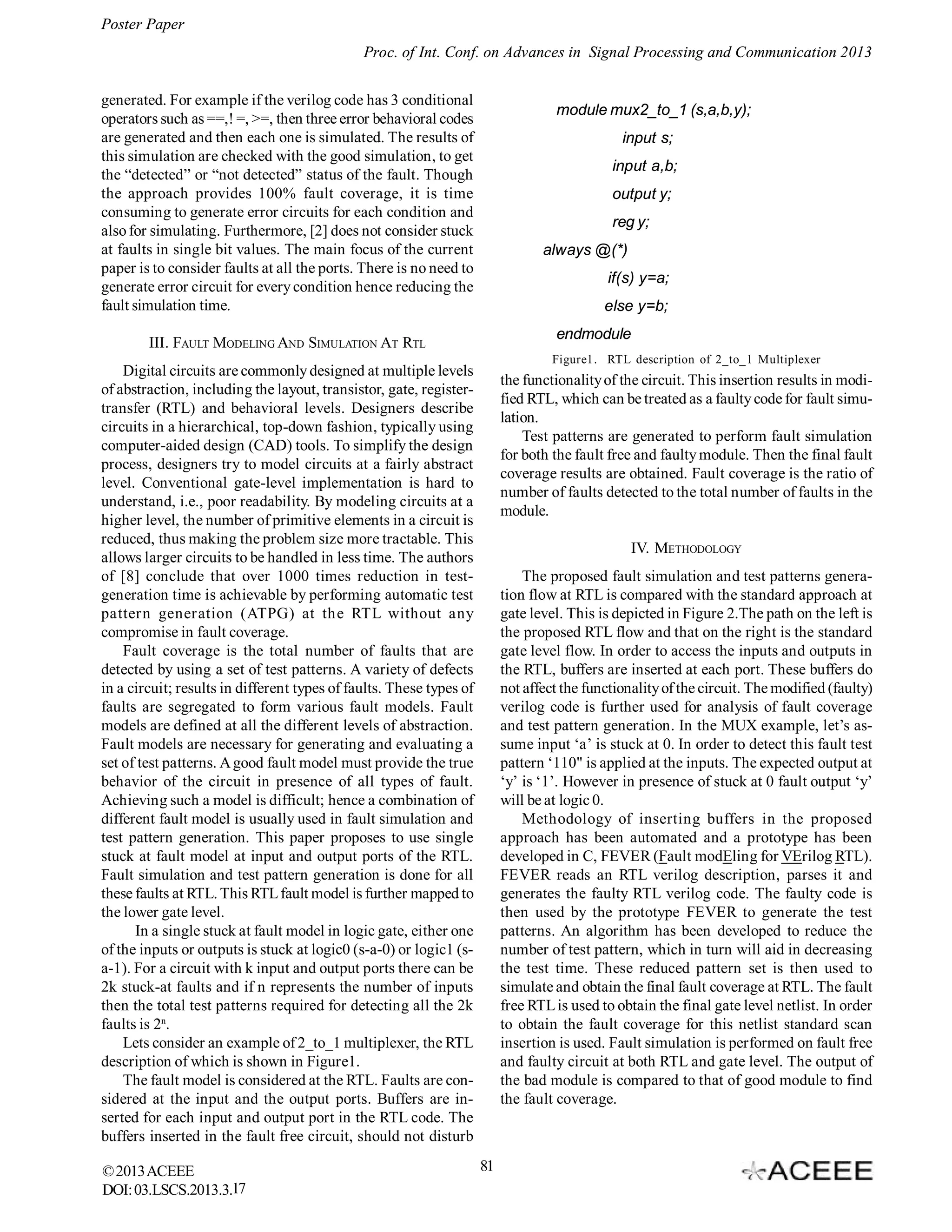Fault Modeling for Verilog Register Transfer Level | PDF
