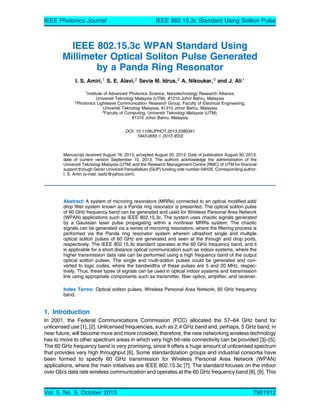IEEE 802.15.3c WPAN Standard Using Millimeter Optical Soliton Pulse ...