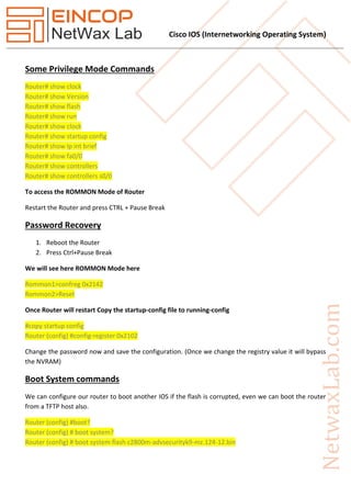 Cisco IOS (internetworking operating system) | PDF