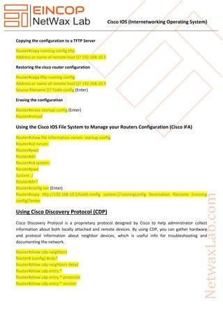 Cisco IOS (internetworking operating system) | PDF