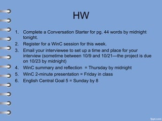 17. interview project, test, pathways 3 | PPT