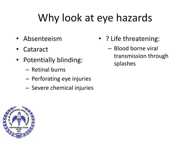 Occupational eye injuries and management | PDF | Eye and Vision ...