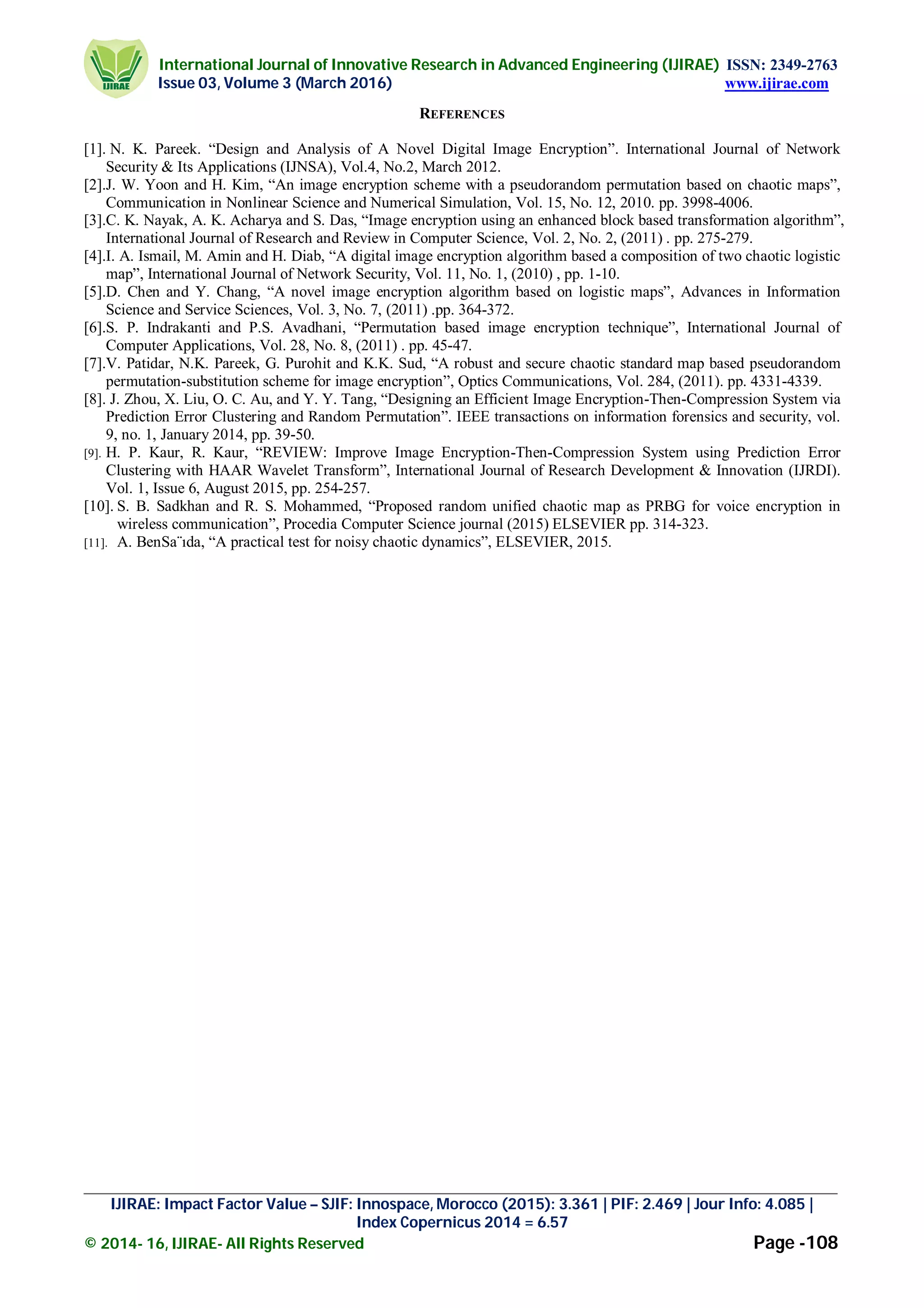 Random Chaotic Number Generation based Clustered Image Encryption | PDF