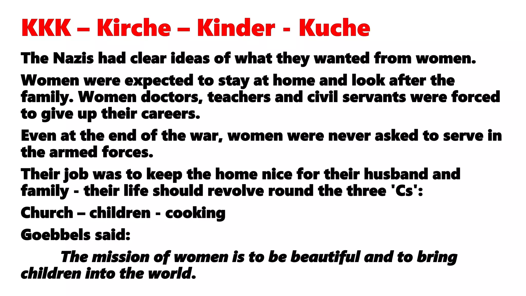 HISTORY YEAR 10: WOMEN IN THE NAZI STATE | PPT