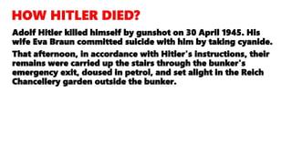 HISTORY YEAR 10: NAZI GERMANY - DEATH OF ADOLF HITLER | PPT