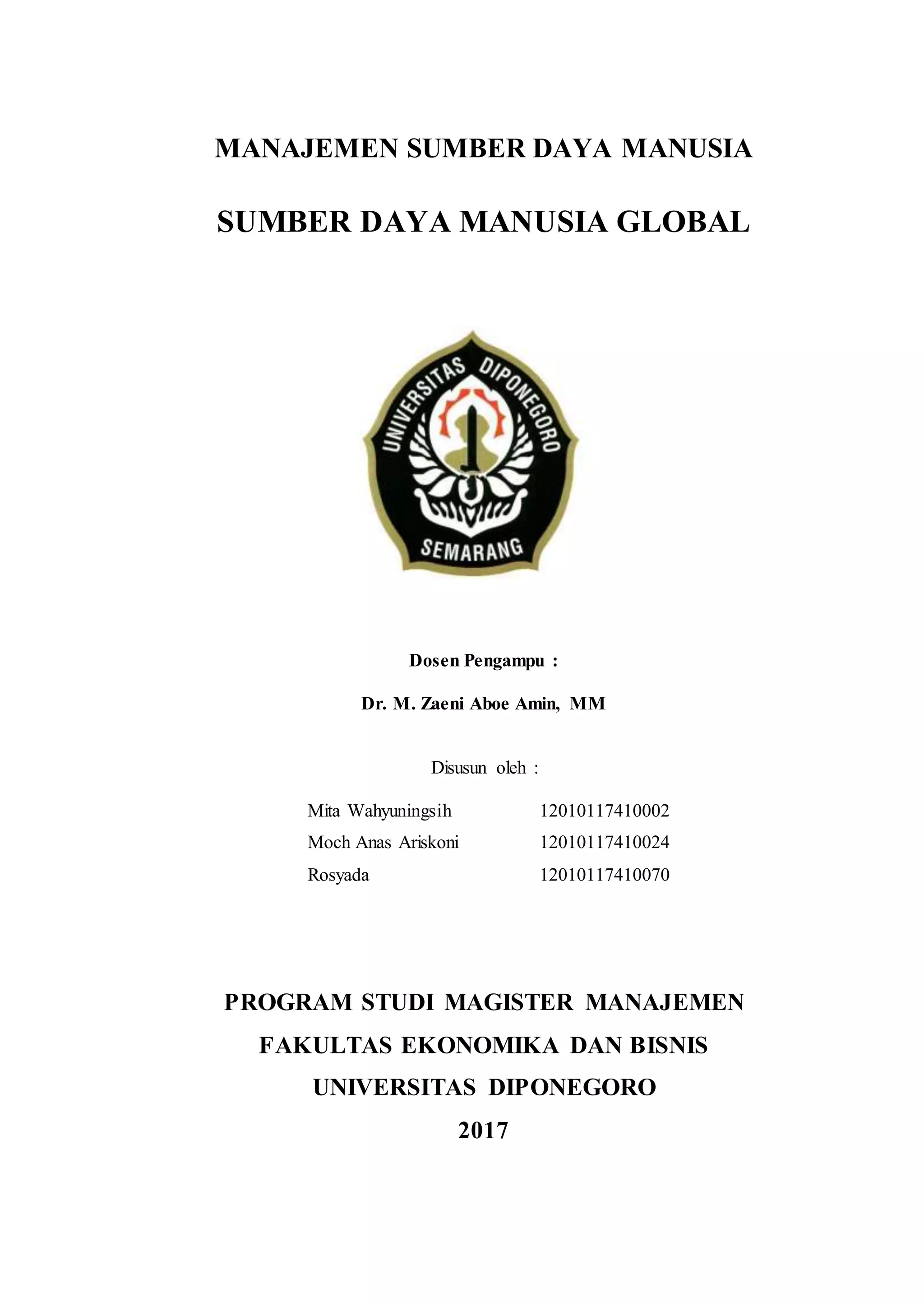 Manajemen Sumber Daya Manusia global | DOCX