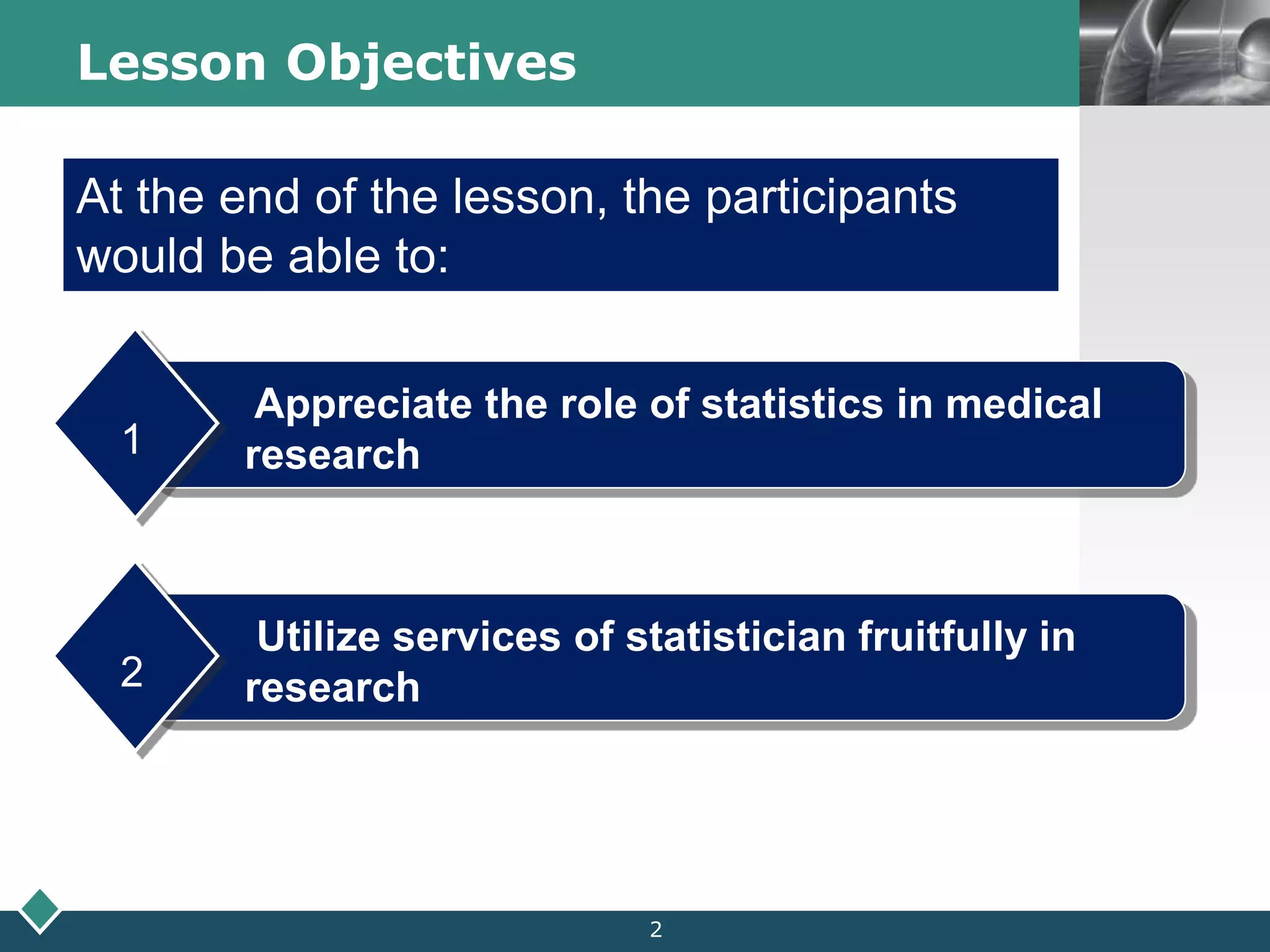 Statistics in medical research | PPTX