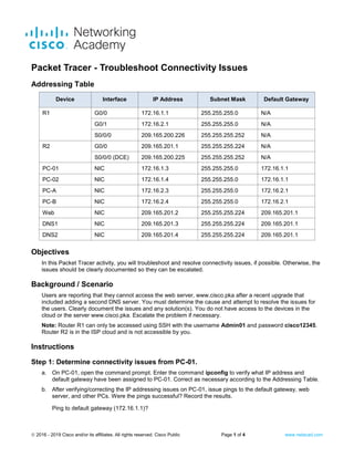 Packet-tracer---troubleshoot-connectivity-issues | PDF