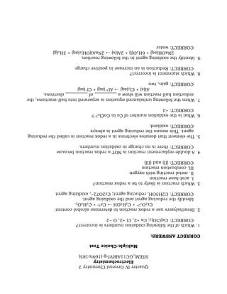 SHS STEM General Chemistry MCT 17. Electrochemistry | PDF