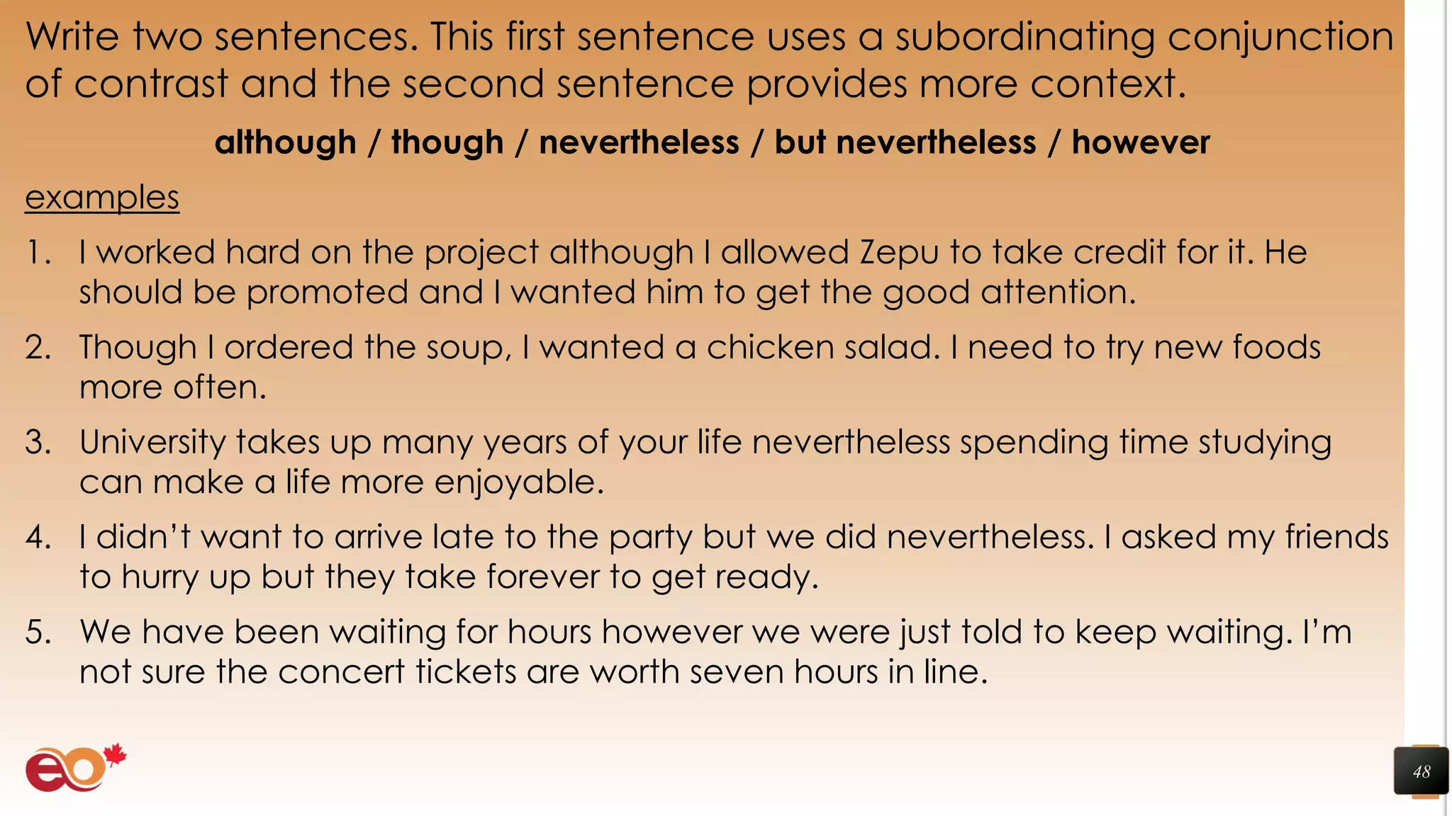 subordinating conjunctions of contrast | PDF