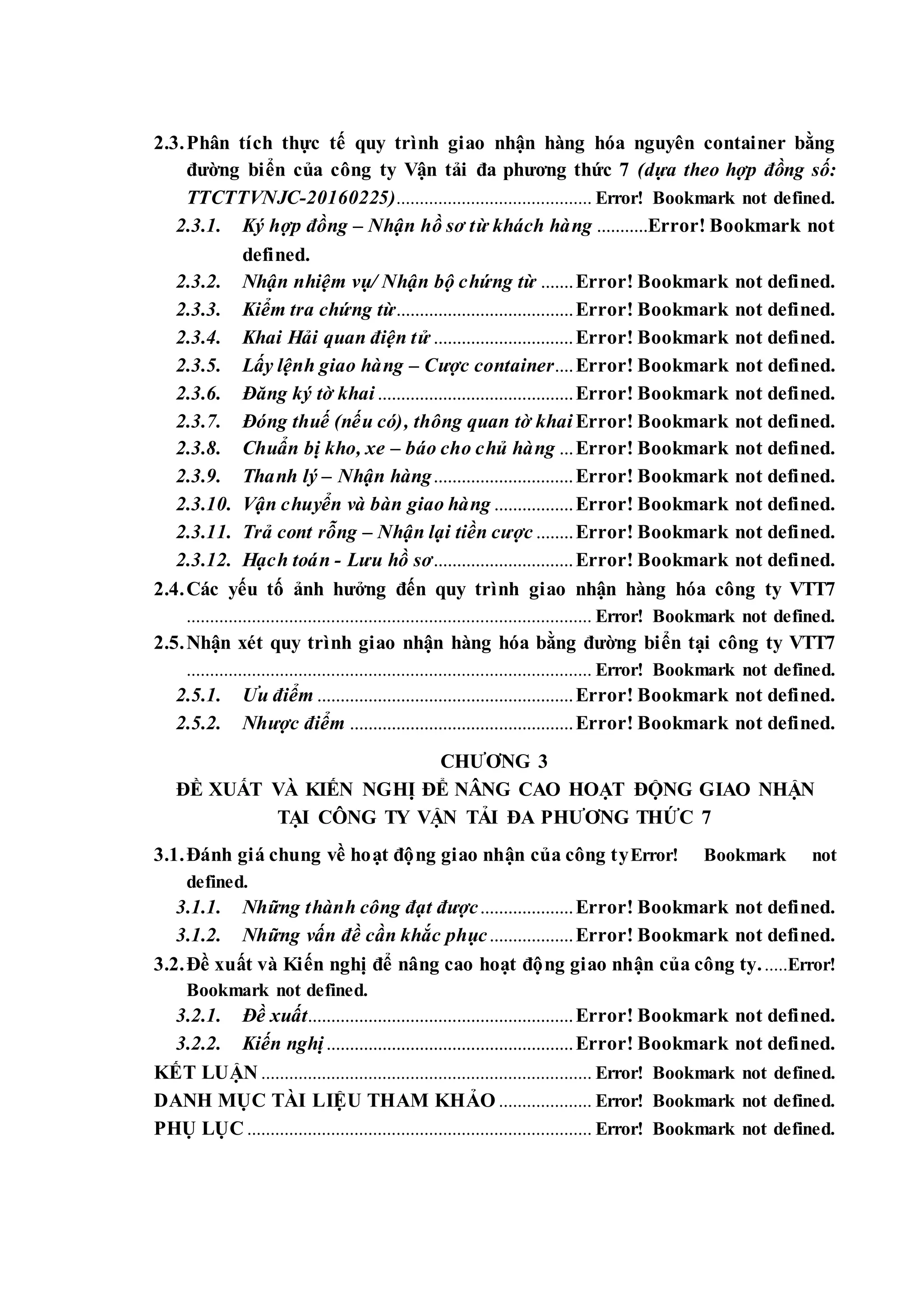 Đề tài: Phân tích quy trình giao nhận hàng nhập khẩu nguyên container bằng đường biển tại Công ...