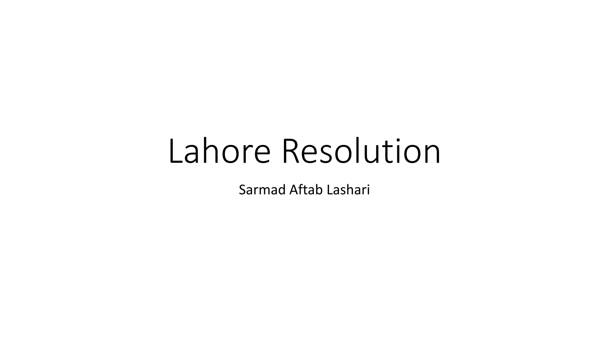 Pakistan Resolution | PPTX