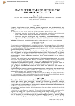 STAGES OF THE STYLISTIC MOVEMENT OF PHRASEOLOGICAL UNITS | PDF