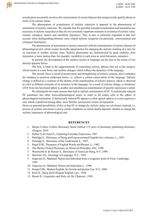 STAGES OF THE STYLISTIC MOVEMENT OF PHRASEOLOGICAL UNITS | PDF