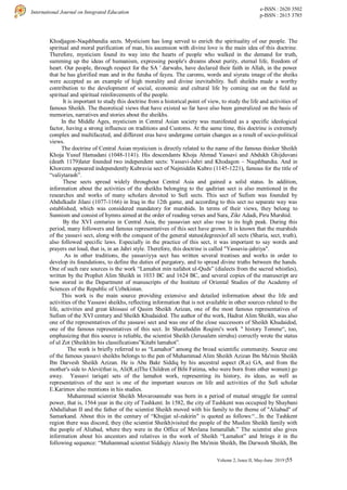 XVI Century Representatives Of Sufism In Central Asia And Analysis Of ...