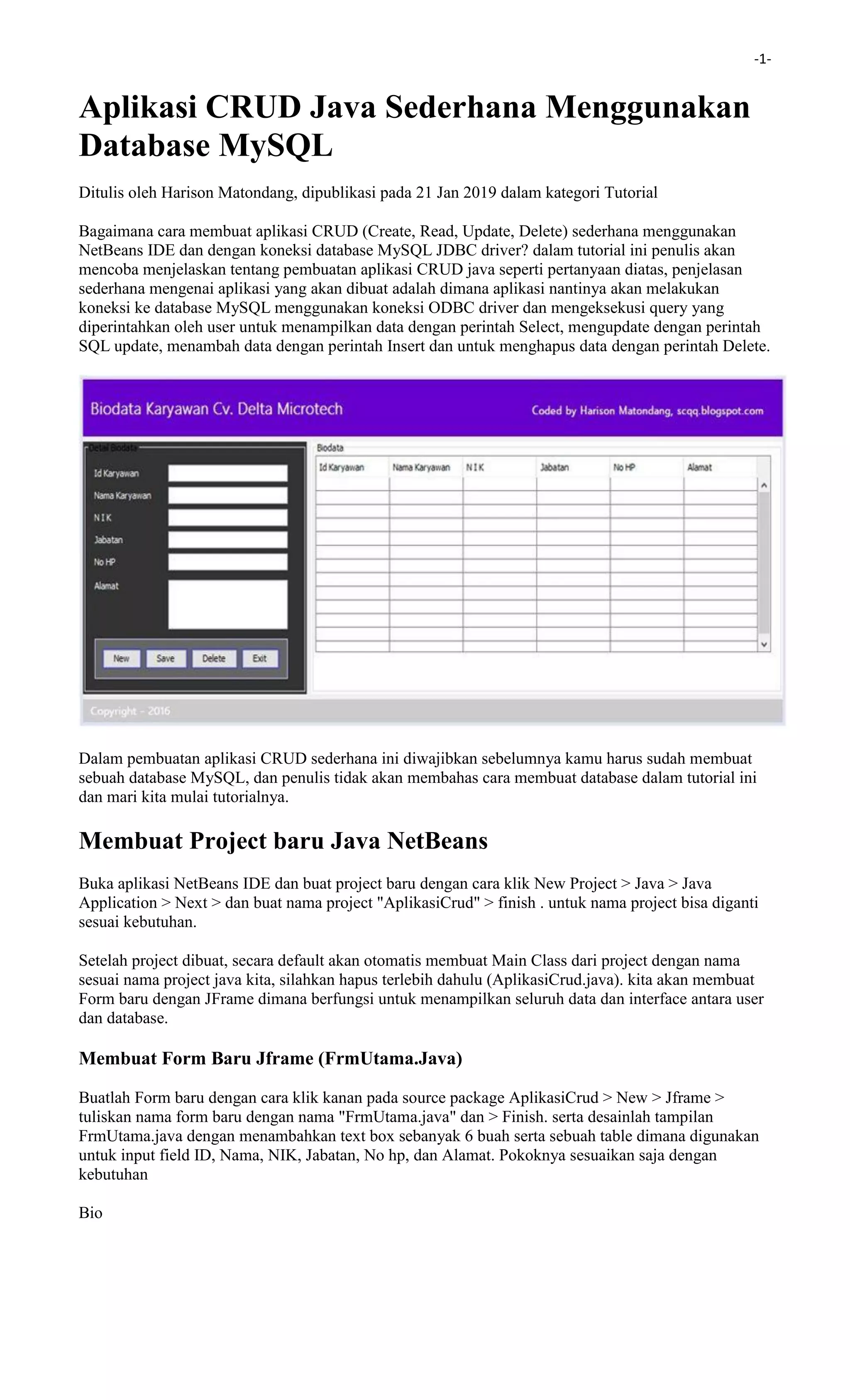 17. aplikasi crud java sederhana menggunakan database my sql | PDF