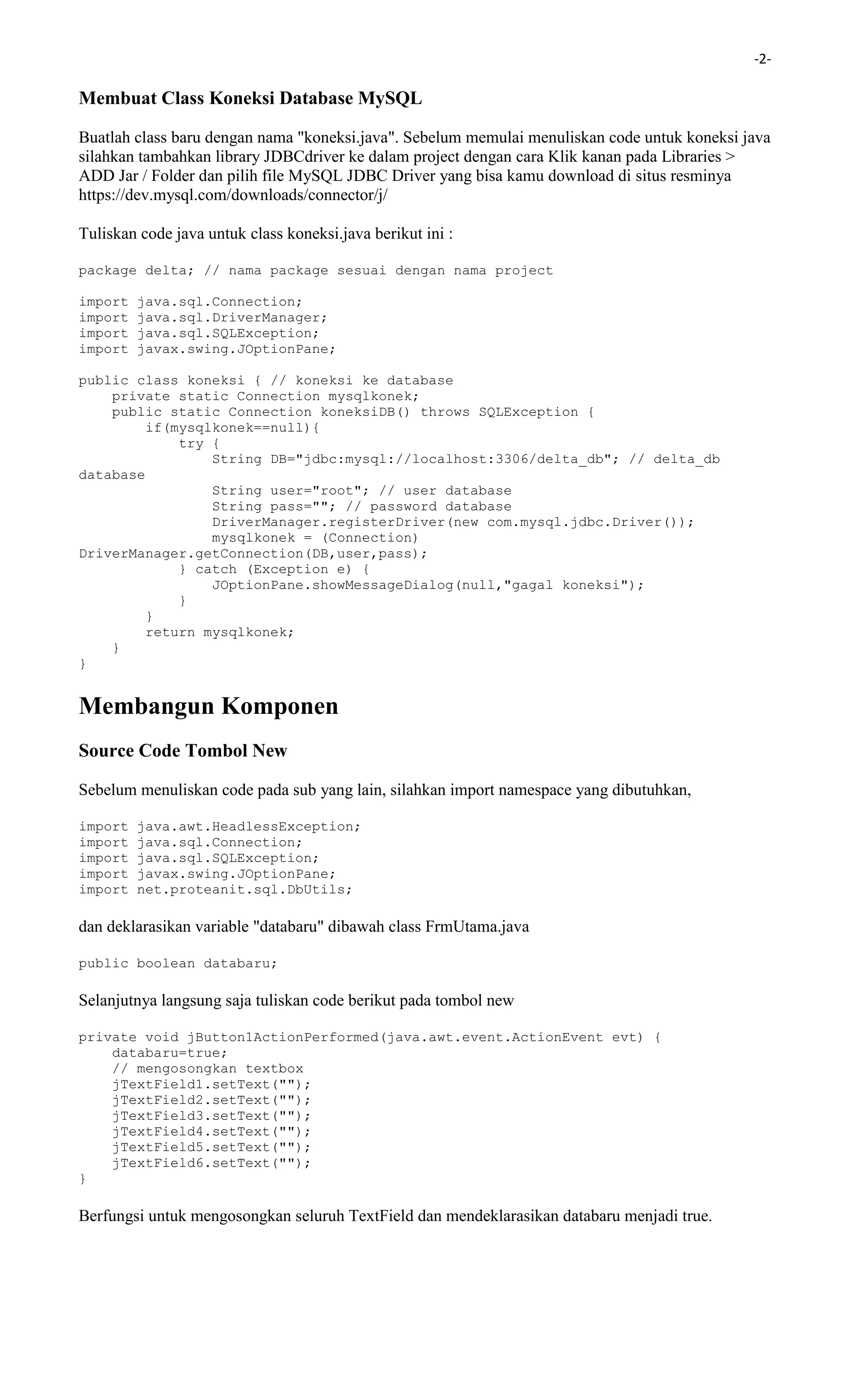 17. aplikasi crud java sederhana menggunakan database my sql | PDF