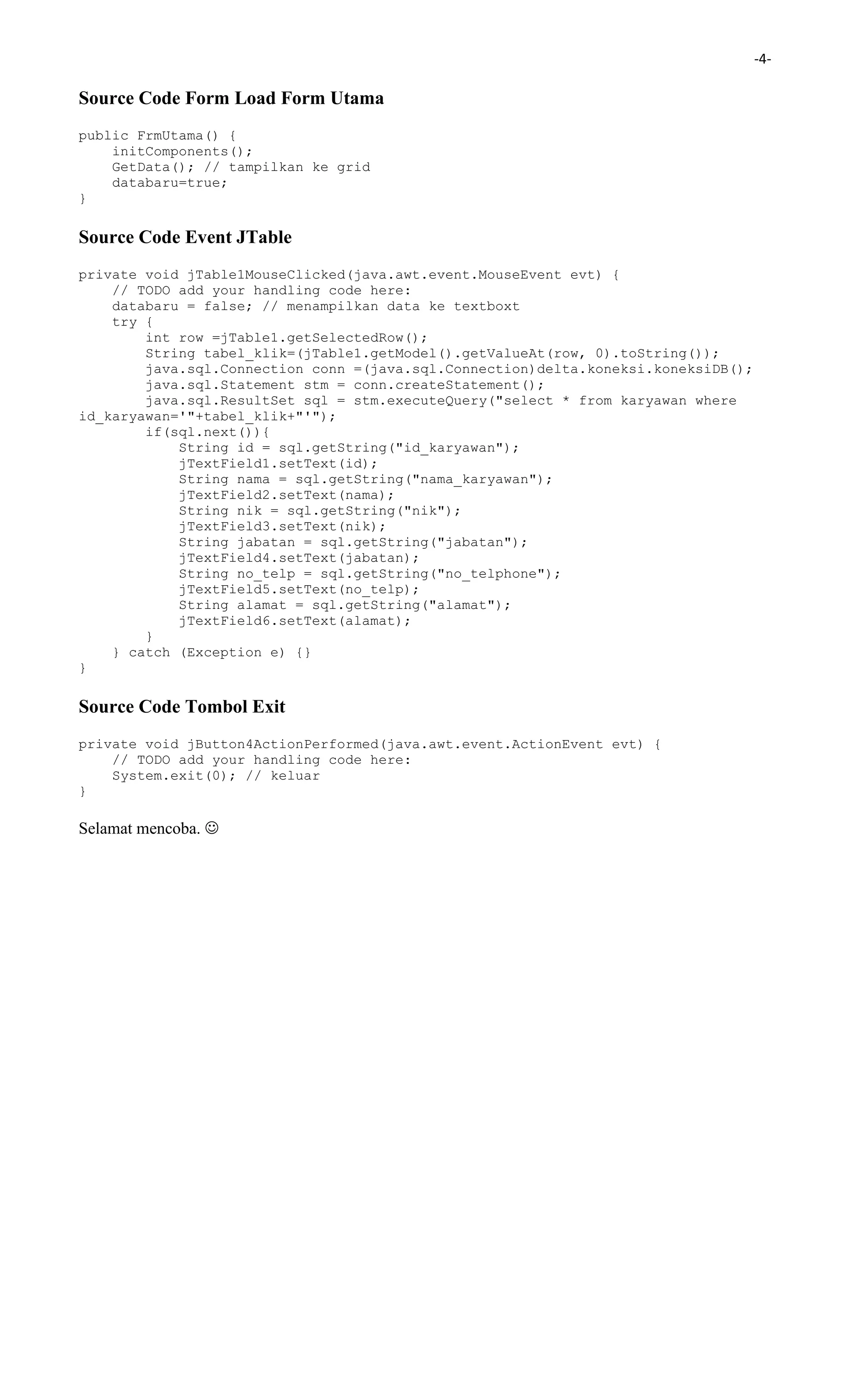17. aplikasi crud java sederhana menggunakan database my sql | PDF