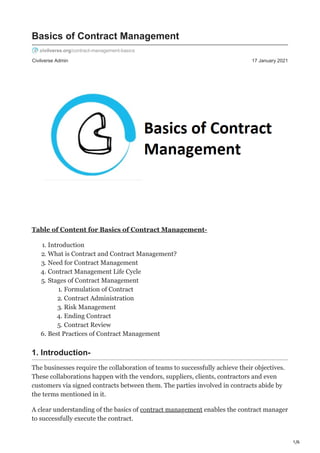 Basics of Contract Management | PDF