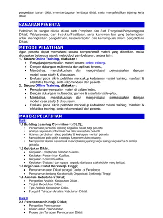 (2022) Silabus Pelatihan "Sucessful MANAGEMENT of TRAINING (MoT)" | DOCX