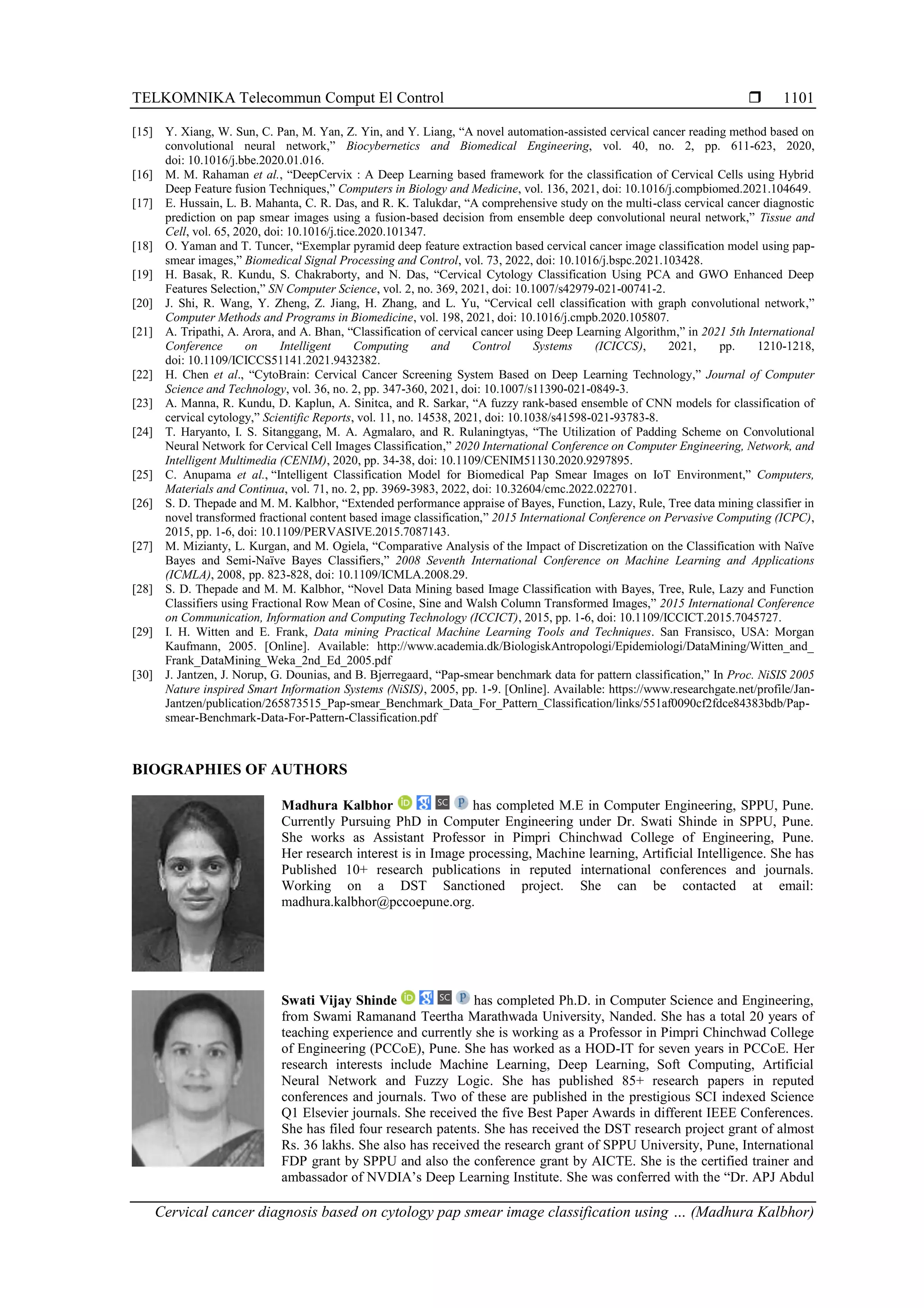 Cervical Cancer Diagnosis Based On Cytology Pap Smear Image