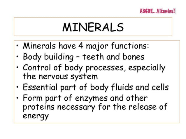 17. Vitamins and minerals (Biochemistry) | PPT