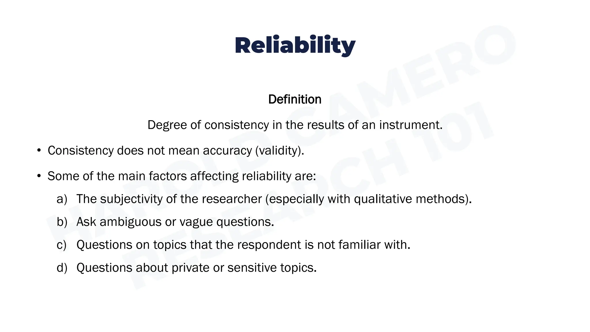 Research 101: Scale Validity & Reliability | PDF
