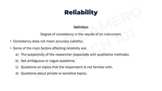 Research 101: Scale Validity & Reliability | PPT