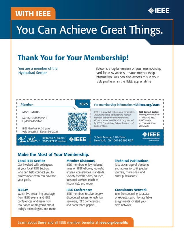 17. IEEE Member Id Card (2025) Manu Mitra | PDF