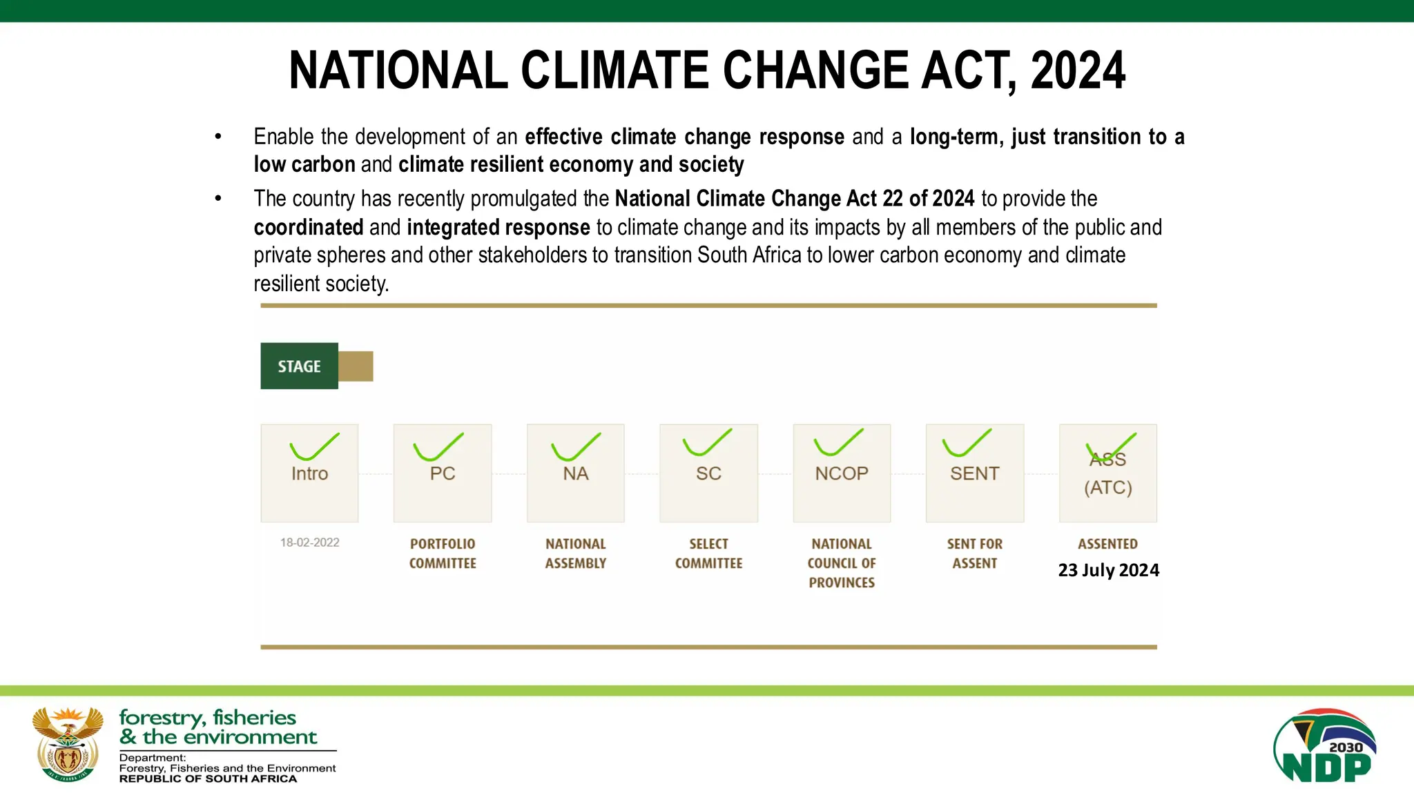 South Africa Climate Change Act 22 of 2024 Overview and Implementation ...