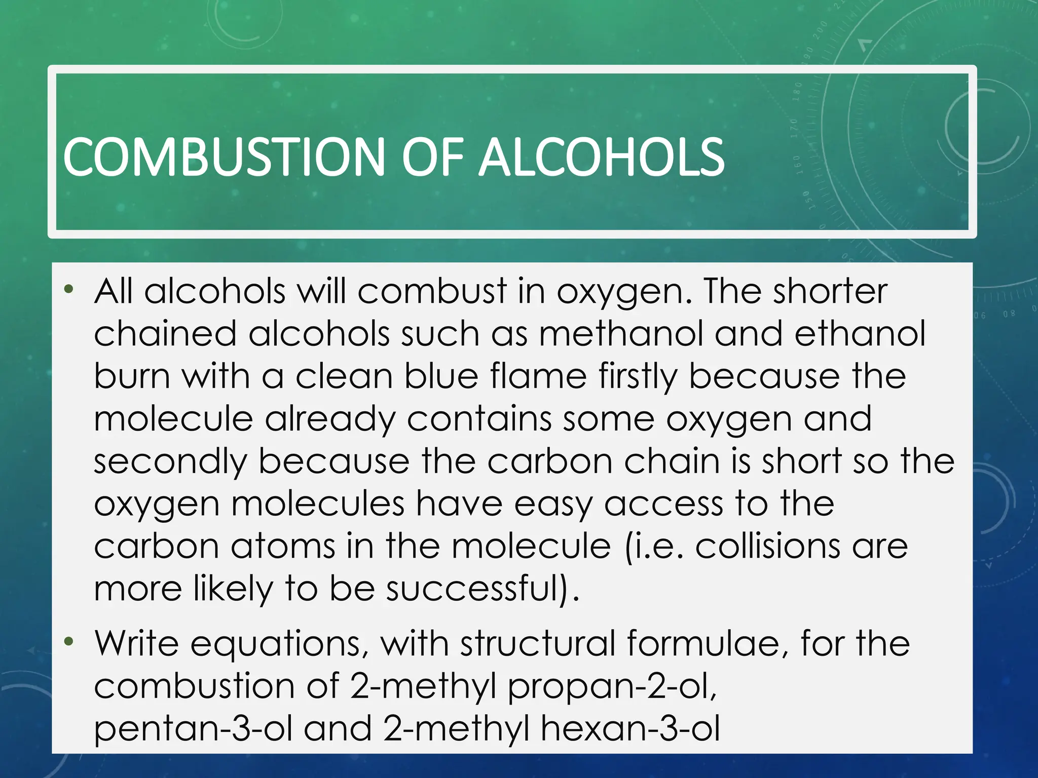 Alchols Organic chemistry powerpoint for A lecels | PPTX