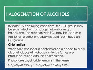 Alchols Organic chemistry powerpoint for A lecels | PPTX